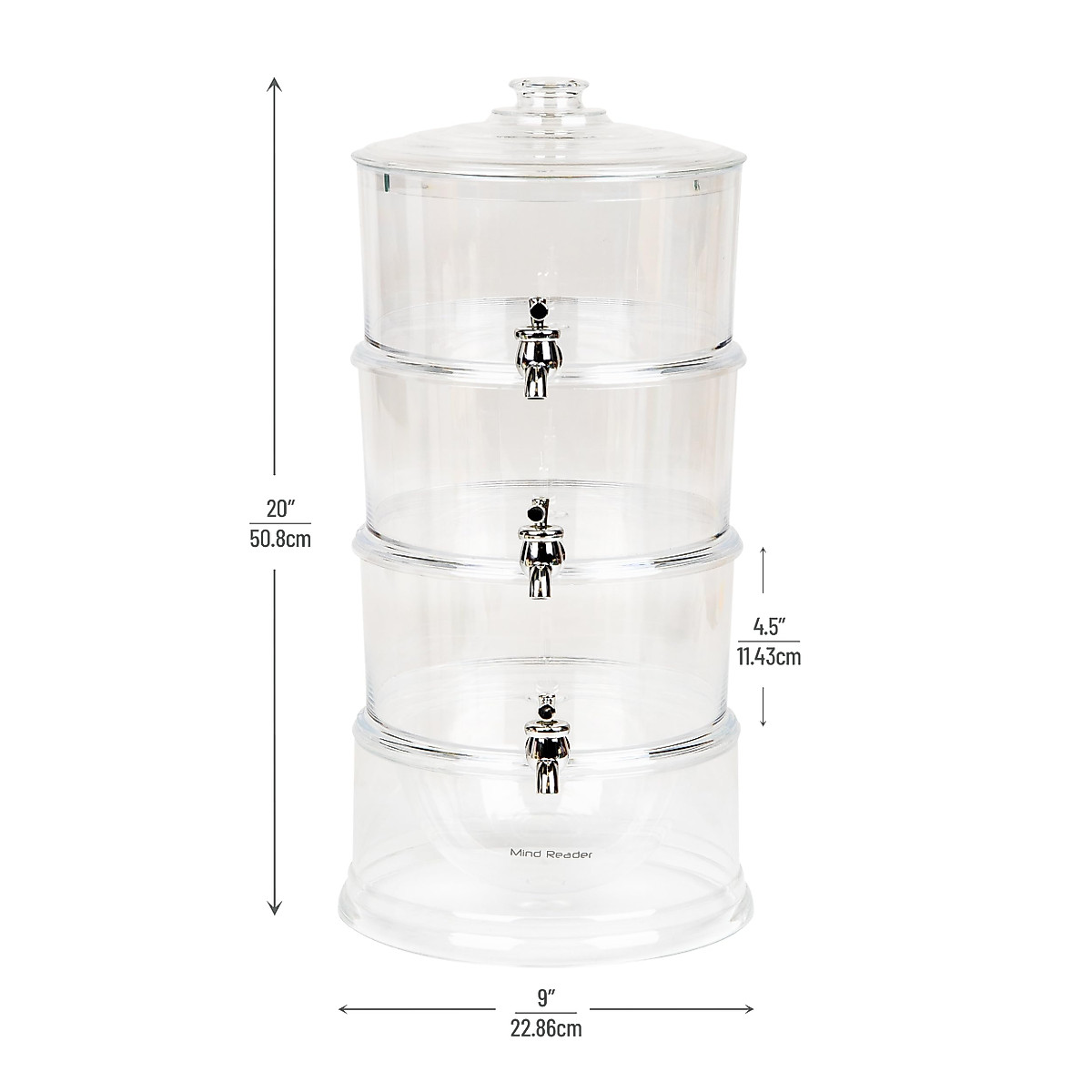 Mind Reader Drink Parties, Beverage Tower Dispenser Punch, Sangria, Ice Bucket, Acrylic, 9" L x9 W x20 H, 9"L x 9"W x 20"H, Clear