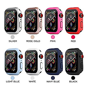 RIDAINTY 8 Pack Screen Protector Case for Apple Watch 44mm Series 6 5 4 SE Ultra Slim Hard Case with Tempered Glass Bumper iWatch Protective Cover Smartwatch Accessories for Women Men