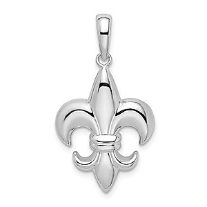 Diamond2Deal 925 Sterling Silver Medium Fleur de Lis Pendant