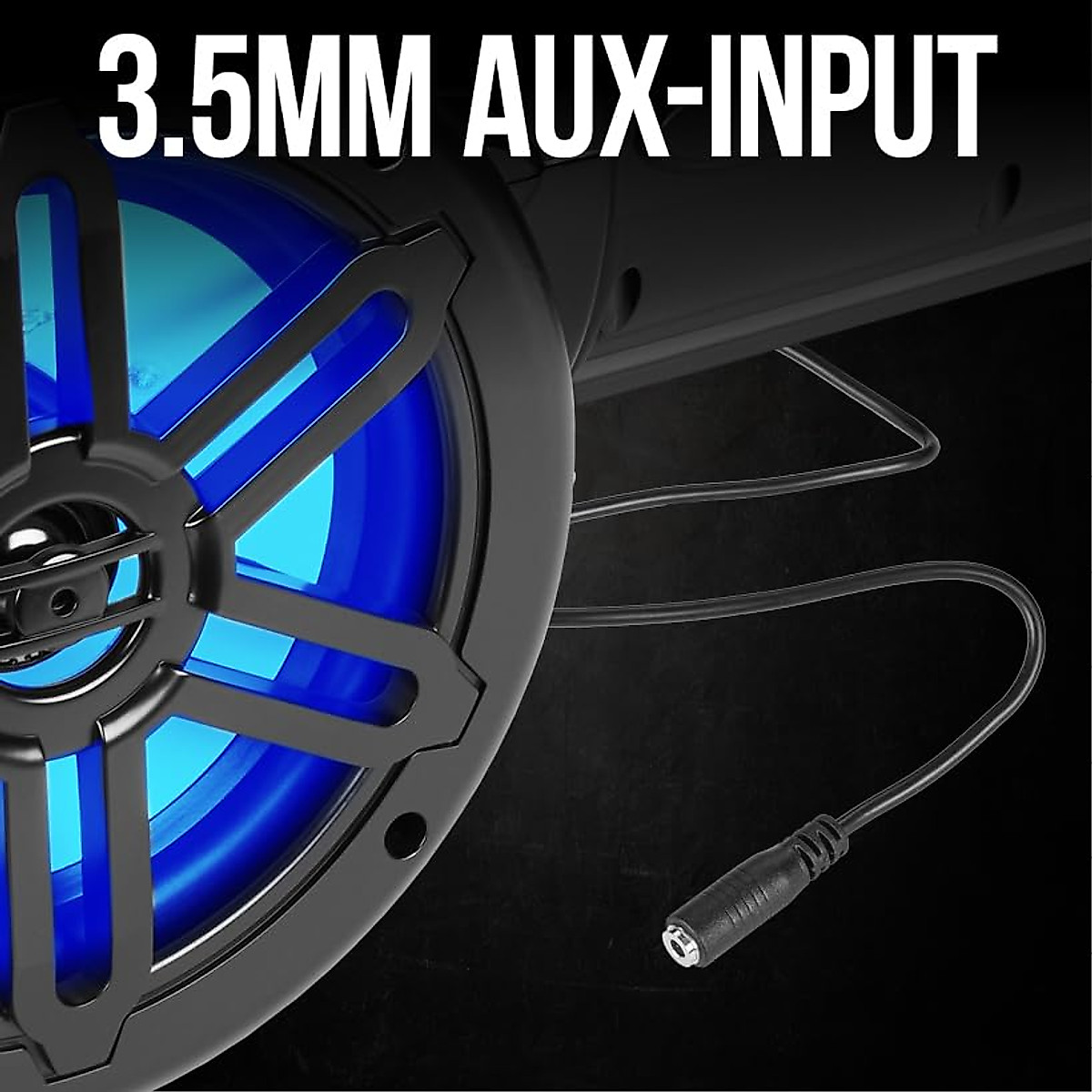 BELVA BPS8RGB UTV/ATV Weatherproof Sound System Dual 8” Speakers with 1” Tweeters, Built-in Amplifier, Bluetooth, Aux-in, Multi Color Illumination, Wireless Remote, Easy Installation