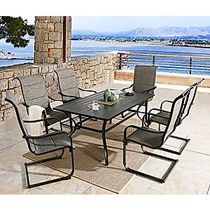 Ulax Furniture Outdoor Dining Chairs Padded Patio Metal Spring Motion Dining Chairs with High Backrest, Set of 6