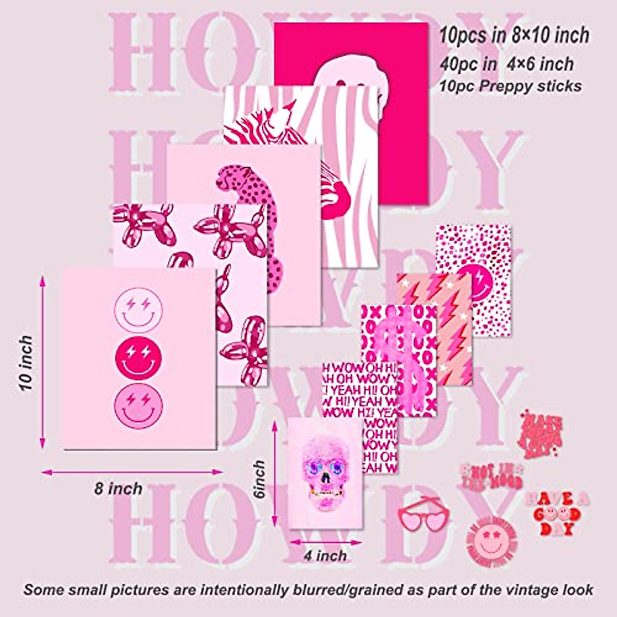 MeleBase Preppy Room Decor Aesthetic Preppy Wall Decor Preppy Posters 8*10in & 4*6in Preppy Wall Collage Kit 110Pcs Trendy Room Decor Preppy Stickers Preppy Pictures (Hot pink)…