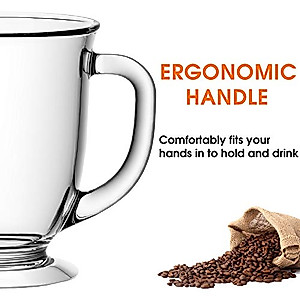 Vivimee Glass Coffee Mugs Set of 6, Clear Coffee Mug 15 Oz, Large Glass Mugs With Handles for Hot Beverages, Clear Mugs for Tea, Cappuccino, Latte, Espresso Coffee, Juice, Glass Coffee Cups