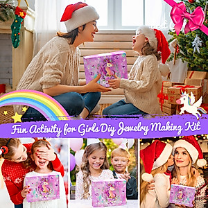 AMAZING TIME 130 Pieces DIY Charm Bracelet Making Kit Including Jewelry Beads, Snake Chains for Girls Teens Age 8-12 Unicorn Mermaid Gifts Christmas Stocking Stuffer