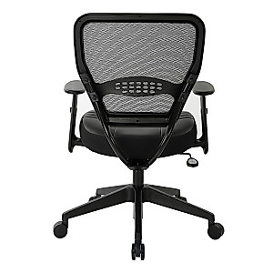 SPACE Seating Professional AirGrid Dark Back and Padded Black Eco Leather Seat, 2-to-1 Synchro Tilt Control, Adjustable Arms and Tilt Tension with Nylon Base Managers Chair