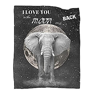 I Love You to The Moon and Back Elephant Throw Blanket Soft Flannel Summer Air Conditioner Blanket Warm Blanket for Bed Couch Living Room(50"x40")