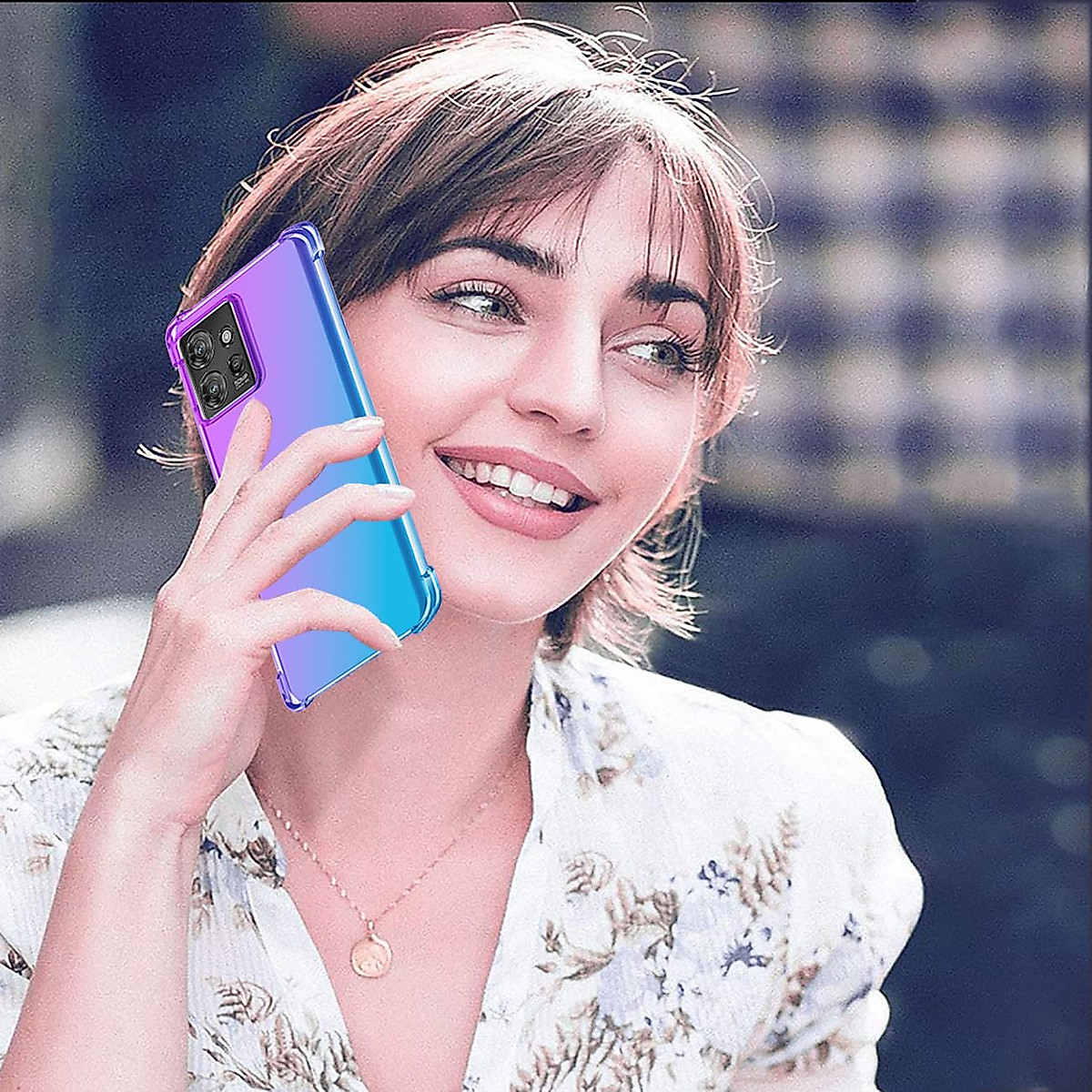 Gufuwo Case for Motorola ThinkPhone Case, Moto ThinkPhone Cute Case Girls Women, Gradient Slim Anti Scratch Soft TPU Phone Cover Shockproof Protective Case for Motorola ThinkPhone (Purple/Blue)