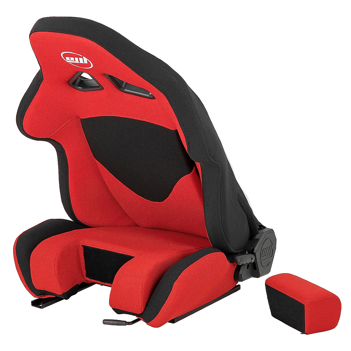 SimFab Flight Simulator Seat With Seat Base Cut Out For Fighter Stick Or Helicopter Collective, red