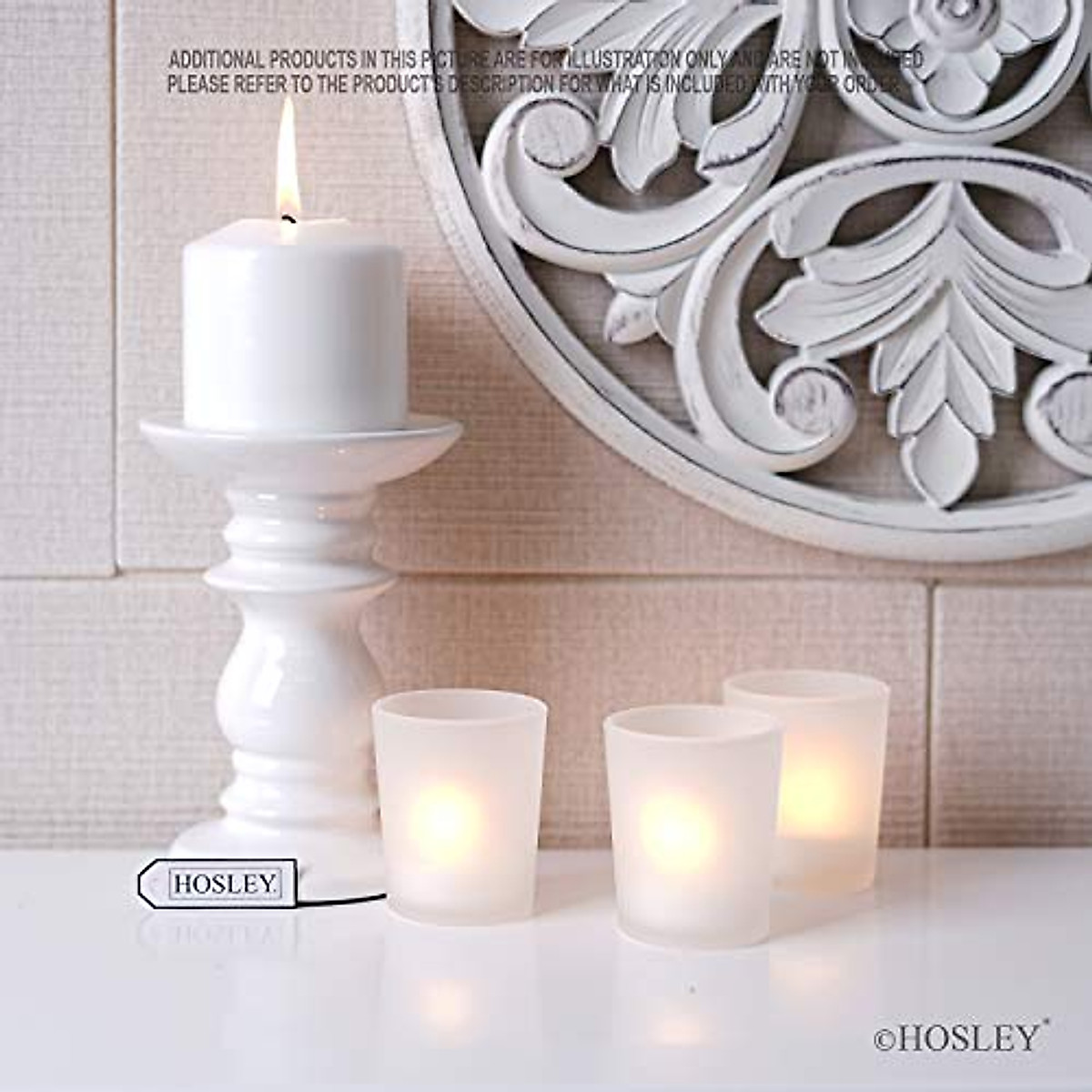 Hosley Set of 2 Ceramic White Pillar Candle Holders 6 Inch High Ideal for LED and Pillar Candles Gifts for Wedding Party Home Spa Reiki Aromatherapy Votive Candle Gardens W5