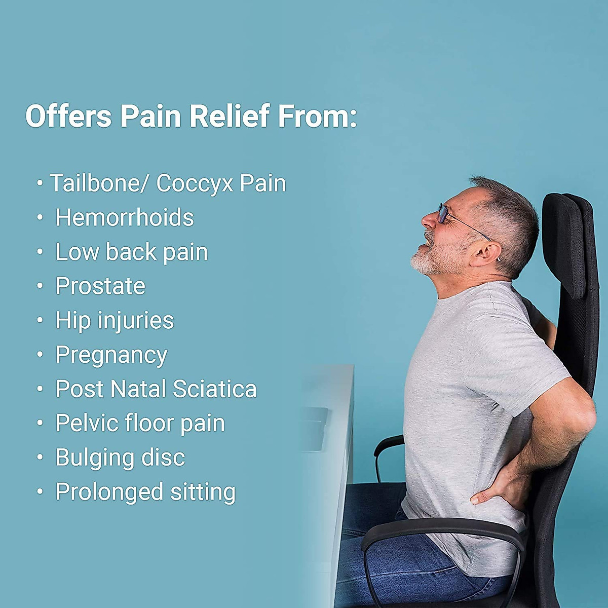 Donut Pillow Seat Cushion Orthopedic Design| Tailbone & Coccyx Memory Foam Pillow | Relieve Pain and Pressure for Hemorrhoid, Pregnancy Post Natal, Surgery, Sciatica (Black)