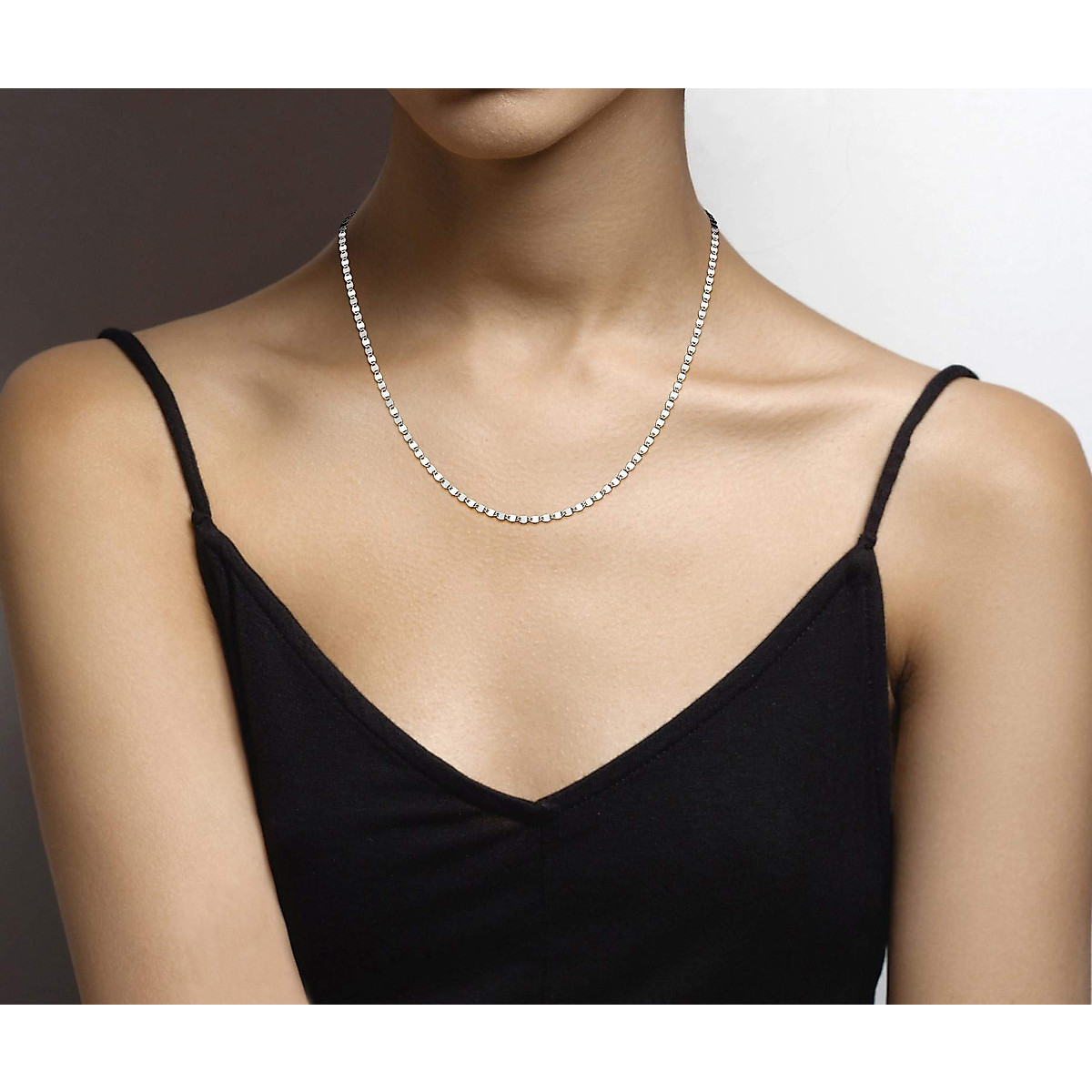 Miabella Italian 925 Sterling Silver Sparkle Mirror Link Chain Necklace for Women, Made in Italy (Length 20 Inches)