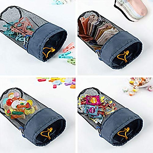 Clothespin Holder Bag Outdoor, Large-capacity Mesh Clothespin Storage Organizer with Hook, Drawstring Closure, Ventilation and machine washable for storing clothes clips, socks and toys