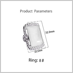 Retro Big Rectangle Statement Ring for Women Girls Silver Plated Cubic Zirconia Geometric Band Rings Comfort Fit CZ Engagement Wedding Mother's Day Christmas Holiday Prom Jewelry Gifts for Mom Lover