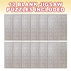ArtCreativity Blank Puzzles for Kids, Set of 12, Fun DIY Arts and Craft Activity for Children, Make Your Own Puzzle Kit, Birthday Party Favors, Goodie Bag Fillers for Boys and Girls