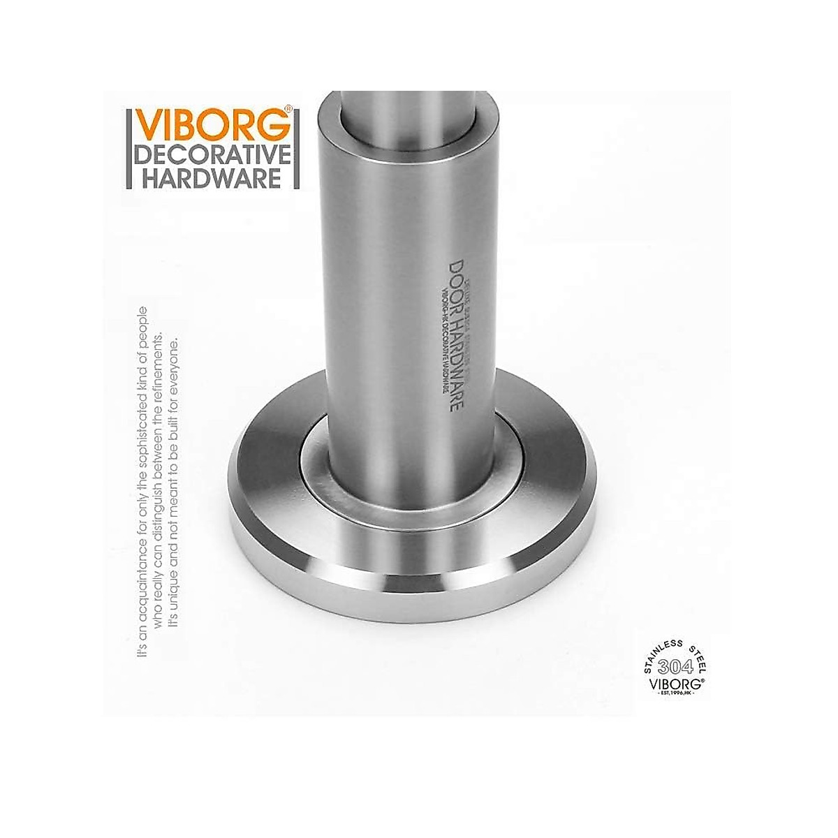 VIBORG Deluxe Adjustable Extra-Long Solid 304 Stainless Steel Extra-Thick Casting + Rubber Heavy Duty Door Stopper Wall Mount Mounted Built in Door Doorstop Bumper Door Stop, RS-38 (1)