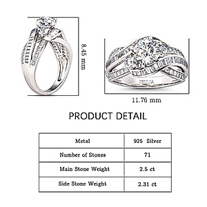 Jeulia Three Stone Round Cut Sterling Silver Ring Intertwined Engagement Rings for Women Cubic Zirconia Diamond Crossover Statement Ring Set Anniversary Promise Bridal Set with Gift Box (6)