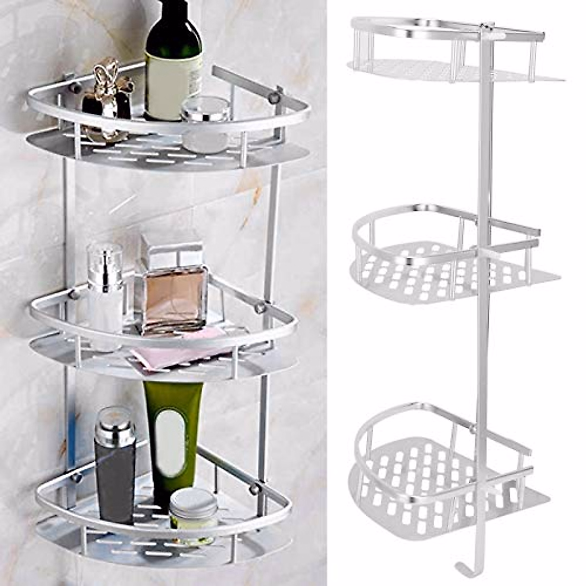 Corner Shower Caddy 3 Tiers Organizer Shelf Corner, Rustproof, Plastic Shower Rack Stands for Inside Bathroom Toilet Kitchen Bathtub Shower pan