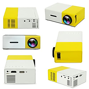 LED Home HD Mini Portable Micro Projector Projector, Mini Projector, New YG300 Portable Projector Full HD1080P Multi Interface Home Entertainment TV Movie Projector with HDMI/USB Kids Gifts (Yellow)