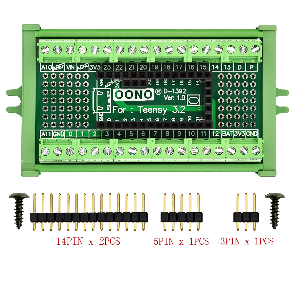 Terminal Block Breakout Board Module for Teensy 3.2, Screw Mount Version