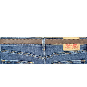 BC Belts Womens Thin Leather Belt Strap with Vintage Distressed Texture 1" Wide with Snaps (Dark Brown-XS)