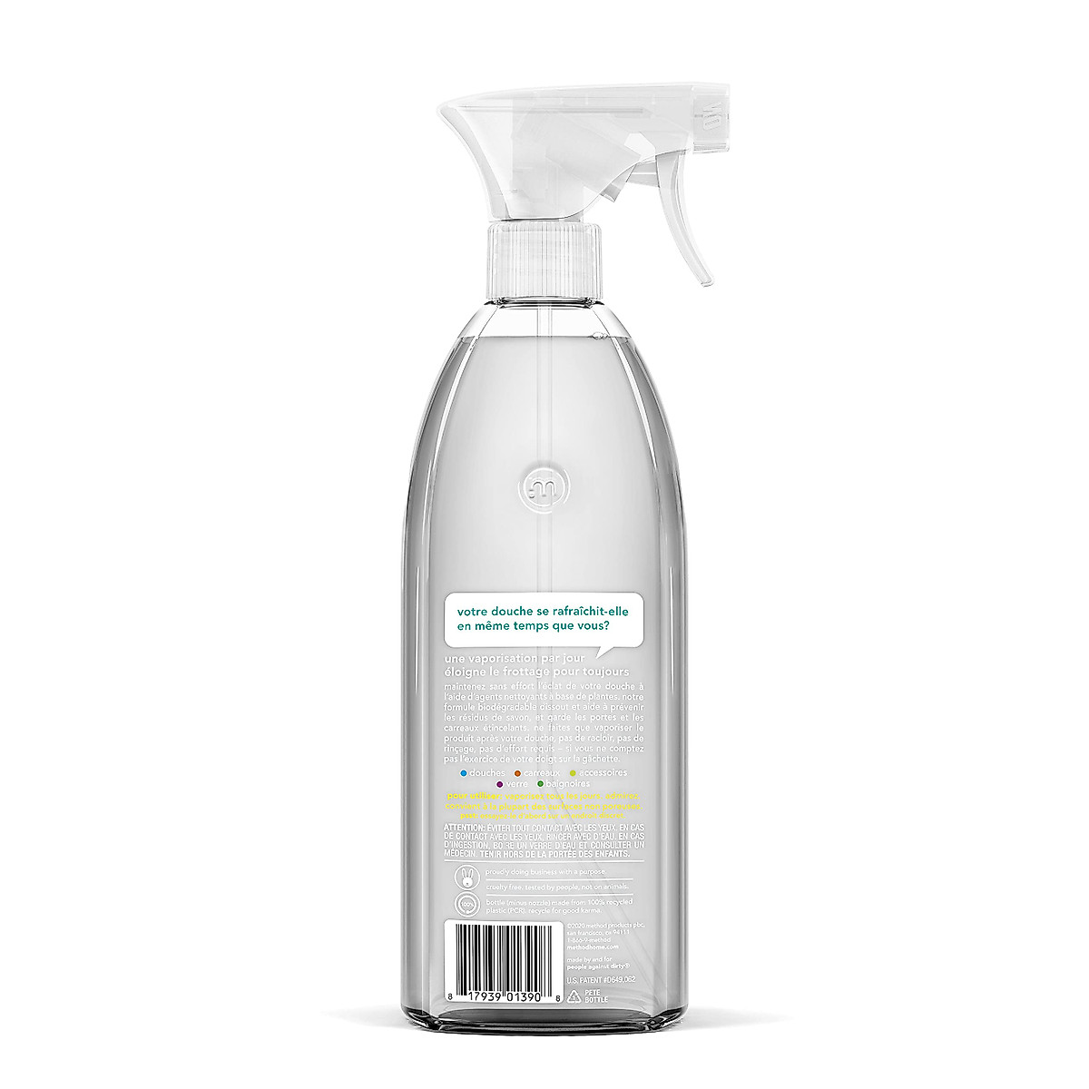 Method Daily Shower Cleaner Spray, Plant-Based & Biodegradable Formula, Spray and Walk Away, Eucalyptus Mint Scent, 28 Fl Oz, (Pack of 8), Packaging May Vary