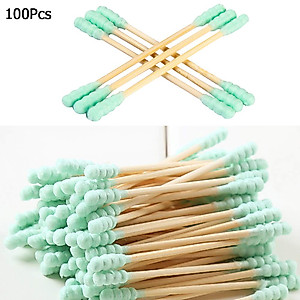 AKOAK 100 Pcs/set Colorful Double Head Spiral Cotton Swabs, Ear Picking Cotton Swabs, Makeup Remover Sanitary Swabs (Green)