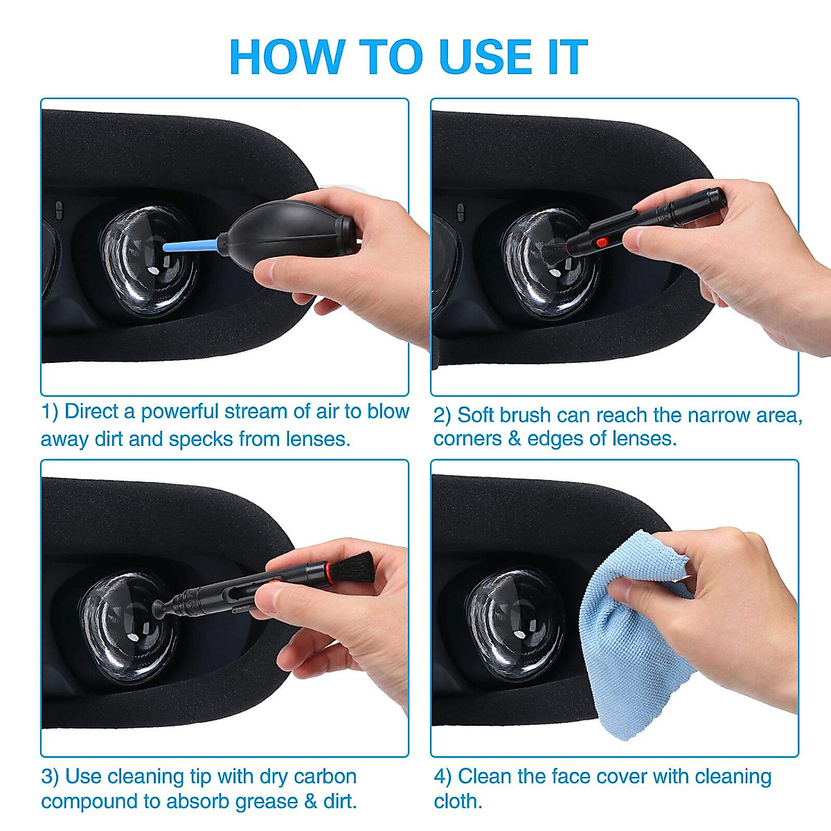 COSOOS Lens Cleaning Pen Compatible with Oculus Quest 2, Quest, Rift S, HTC Vive, PS4 VR Headset, Drone, Cameras, Optical Lens, Lens Cleaning Kit, Dust & Fingerprint Cleaning Tool