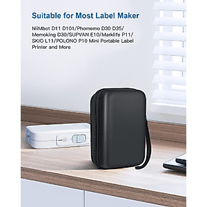 POLONO Label Maker Case Compatible P10/ NiiMbot D11 Label Maker/Phomemo D30&D35/Memoking D30/Supvan E10/Marklife P11 Portable Bluetooth Label Printer, for USB Cable and Accessories (Case Only)