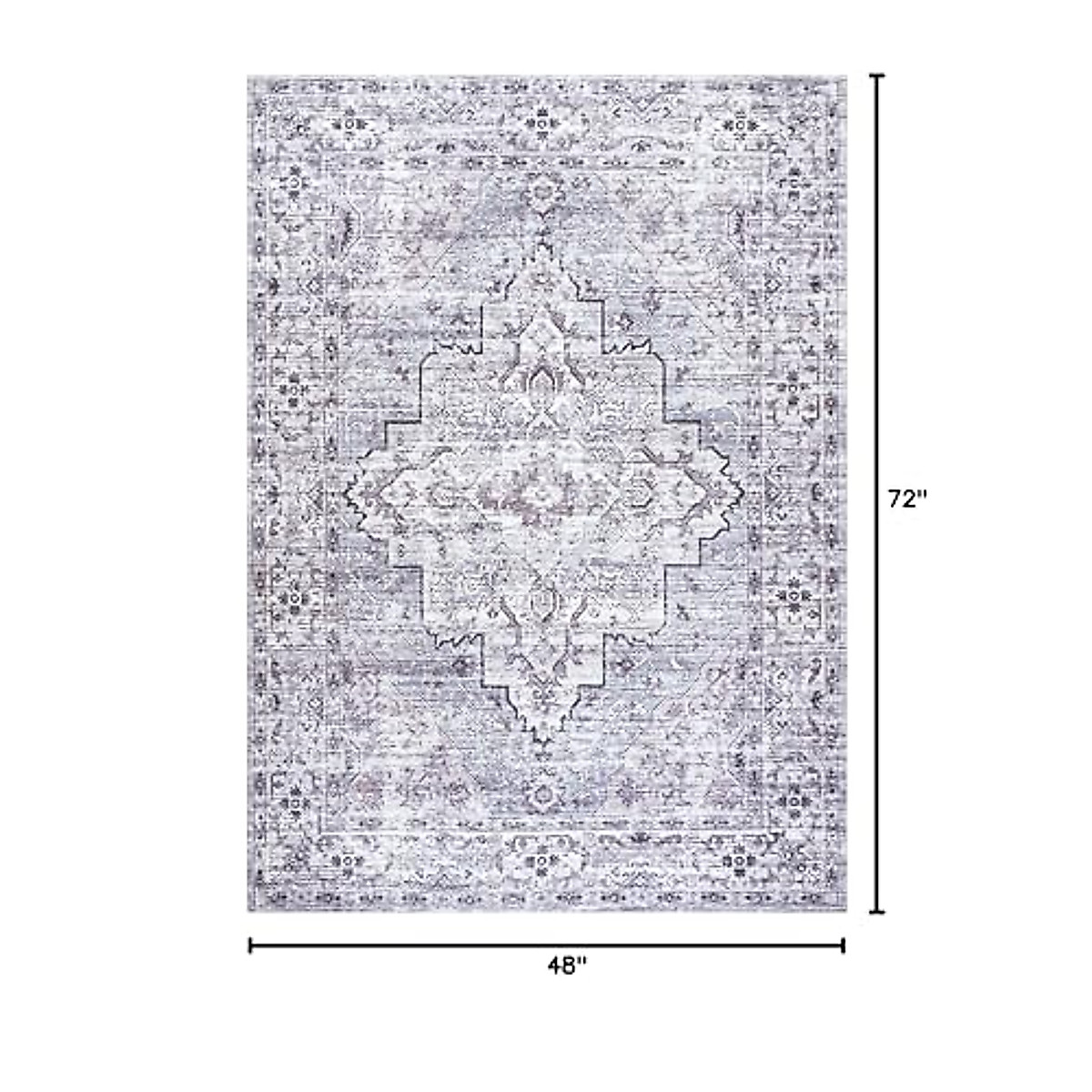 JONATHAN Y WSH102A-4 Didim Boho Gray Medallion Machine Washable Indoor Bohemian Transitional Area Rug,High Traffic,Kitchen,Living Room,Backyard,Non Shedding,4 X 6,Gray/Purple