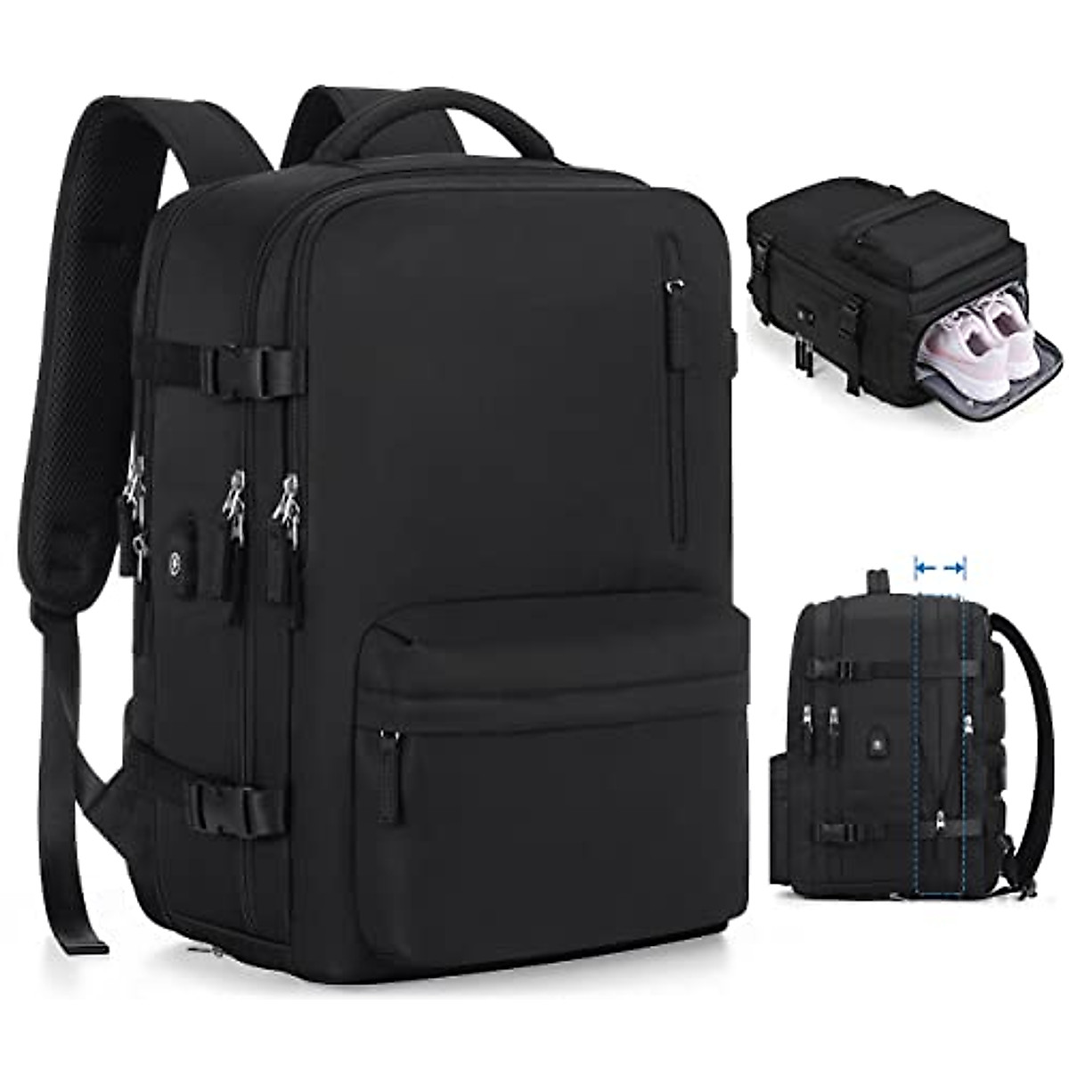 Large Travel Laptop Backpack, Expandable 45L Carry On Backpack Water Resistant Airline Approved Business Work Computer Bag Gifts for Men & Women Fits 17 Inch Notebook