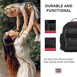 Bag Nation Extra Large Diaper Bag Backpack with Changing Station | Ideal for Twins or 2 Babies | Unisex 3 in 1 with Stroller Straps | Holds All Your Baby’s Essentials (Black)