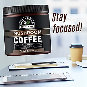 Solabela Coffee Organic Mushroom Coffee (38 Servings) with 7 Superfood Mushrooms, Great Tasting Arabica Instant Coffee, Includes Lion's Mane, Reishi, Chaga, Cordyceps, Shiitake, Mitake, and Turkey Tail