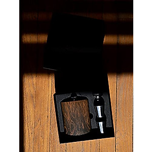 SoBoho 8oz Stainless Steel Walnut Flask - Box Includes Flask, Funnel, and Shot Glasses - Perfect for Groomsmen Gifts, Groomsmen Proposal Box, Best Man Gifts for Wedding - Groomsmen Flask Set