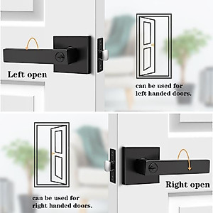 Probrico Entry Door Levers Matte Black with Same Keys, Heavy Duty Hardware for Exterior Front and Back Door,Lockable, Keyed Entrance Lock,Universal Handling,Transitional Style