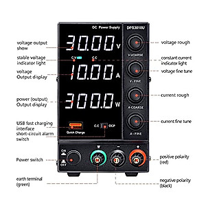DC Power Supply Adjustable 4 Digit Lab Bench Power Source 30V 10A 60V 5A AC Switching Stabilized Power Supply(DPS605U 60V 5A)