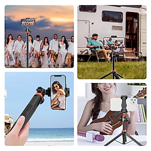 UURig Camera Tripod, 52 inch Extendable Phone Selfie Stick Camera Tripod Stand with 2 in 1 Phone Clip, 5 Levels Adjustment 360° Ball Head Loads Up for iPhone Sony Canon GoPro