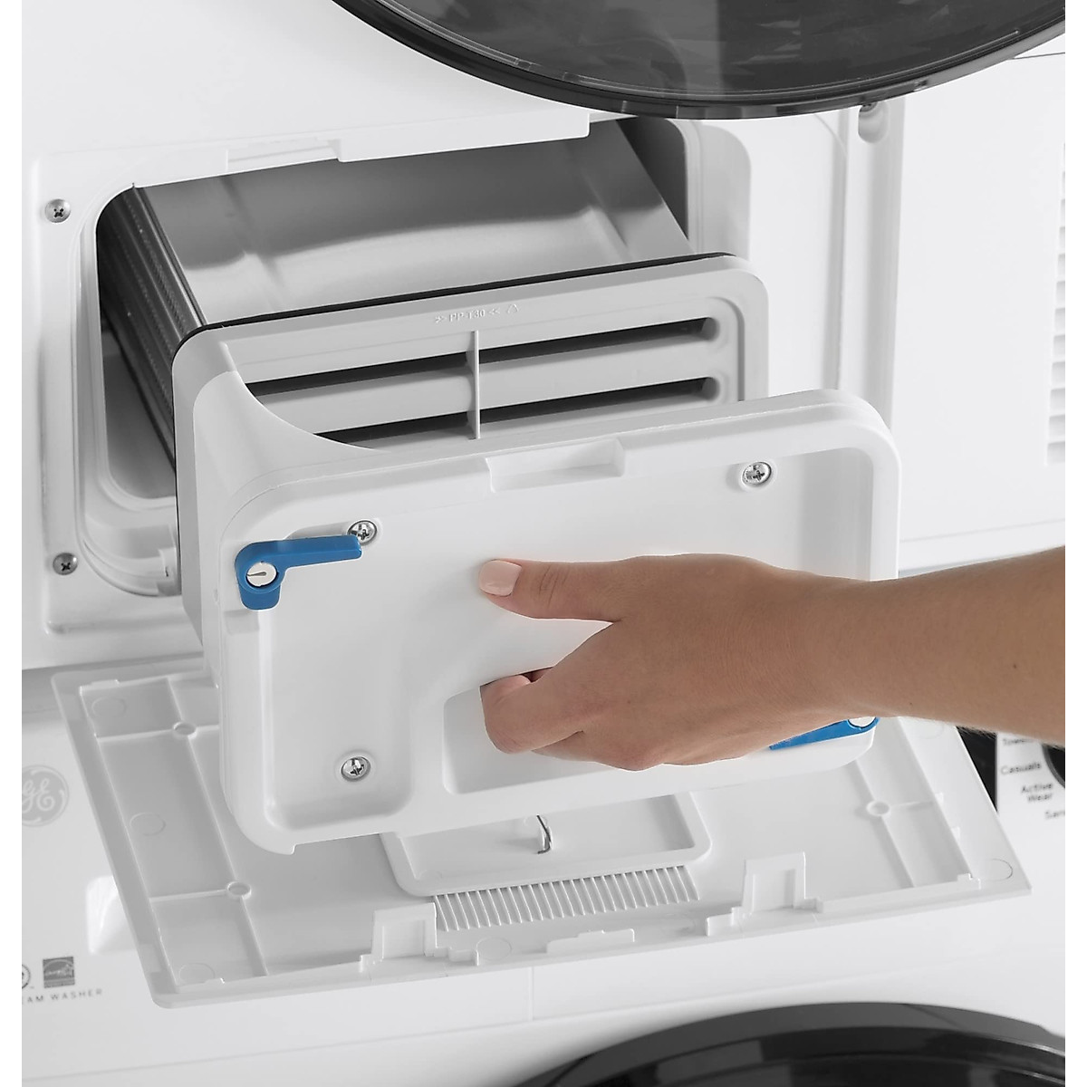 Haier QFT15ESSNWW 24" Ventless Condenser Frontload Electric Dryer with 4.1 cu. ft. Capacity 16 Cycles Auto-Sensing Moisture Sensor Reversible Doors in White