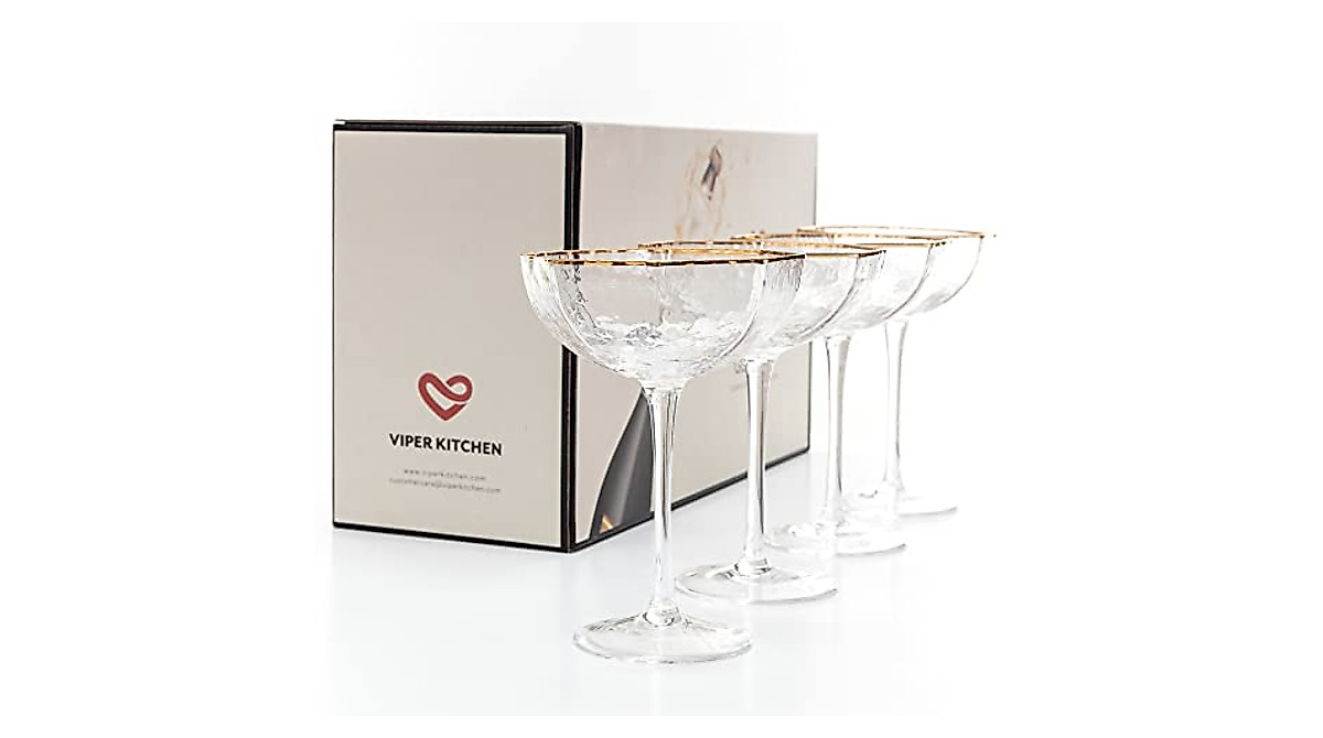 Viper Kitchen Champagne Coupe Glasses Set of 4 - Elegant Design