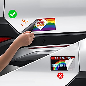 10 Pcs Magnetic Bumper Decals Funny Bumper Stickers Rainbow Car Decals Prank Car Stickers Gay Pride Magnets for Vehicles Truck Car Refrigerator