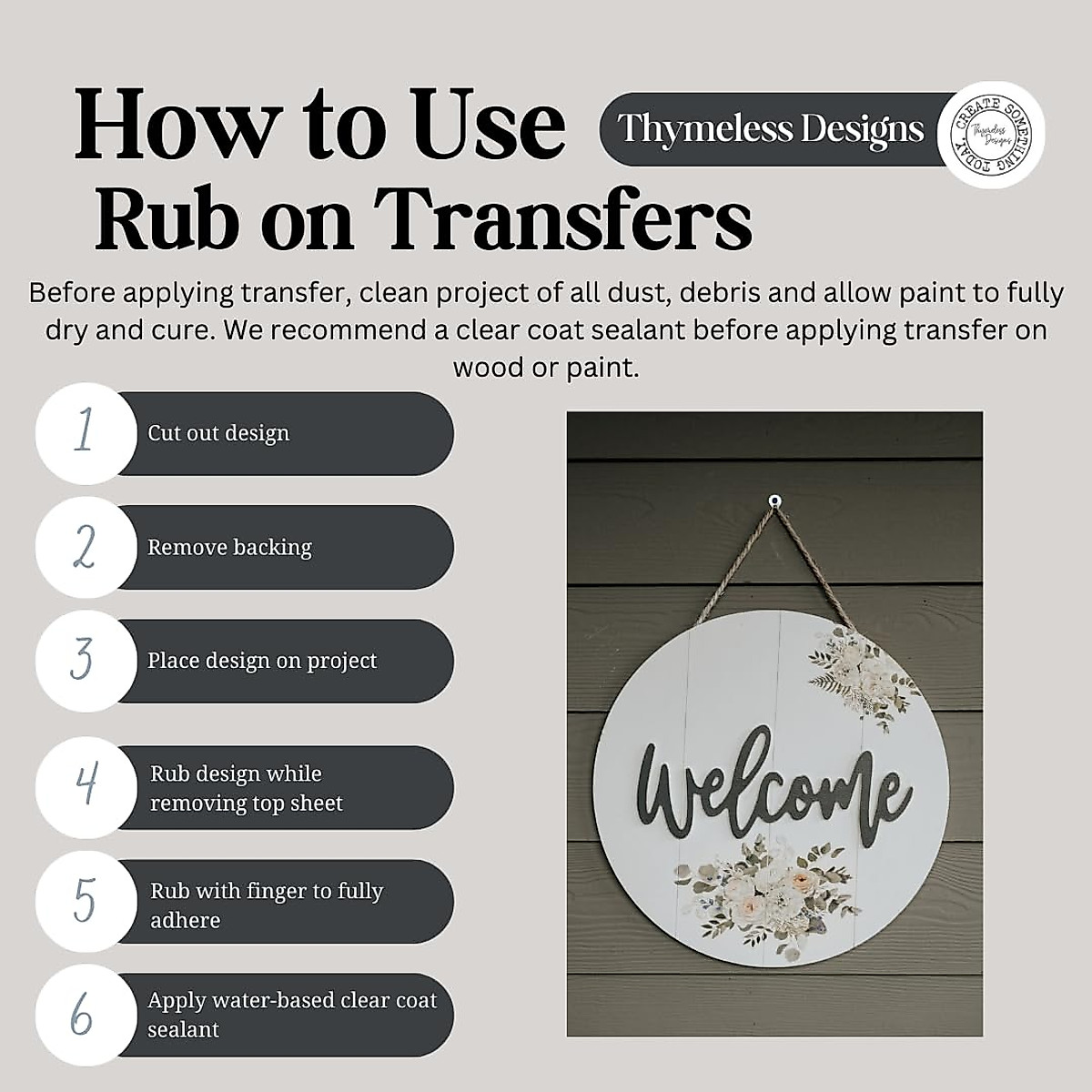 Rub on Transfers for Crafts and Furniture | 3 Design Sheets 6”x 12” | Home Decor Transfers | Furniture and Craft Decals | by Thymeless Designs (French Market Peonies)