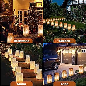 70PCS White Luminary Bags Fireworks Cutout Flame Resistant Halloween Candle Bags Paper Lantern Bags for Christmas Weddings Birthday Party Thanksgiving Decoration Use with Tealights