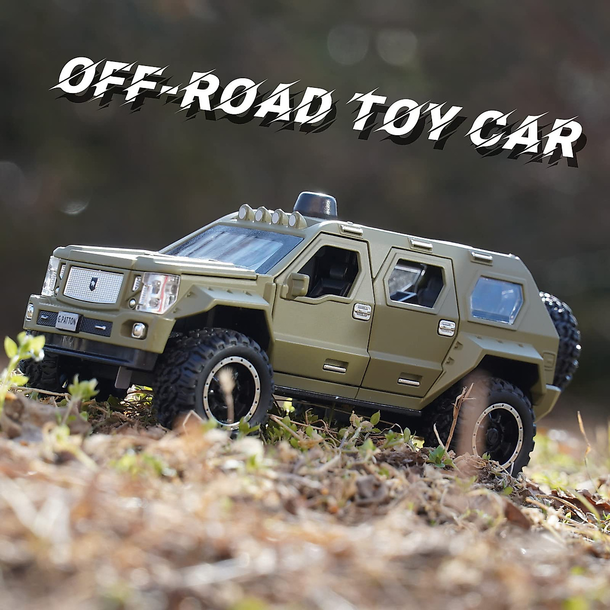 ORALEAF Die Cast Metal Toy Cars, 1/24 Scale Off-Road Car Toy Model with Sound and Light, Gifts for 3 Year Old Boys and up