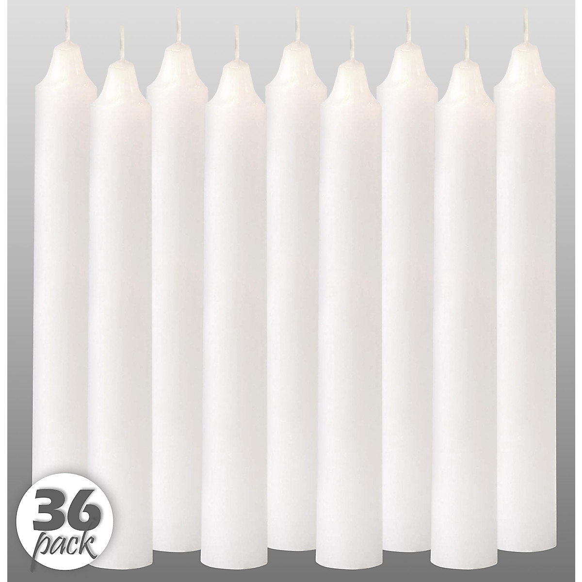 Hyoola Taper Candles - 6 Inch White Dripless, Unscented Dinner Candle - 36 Pack European Made Candles 5 Hour Burn Time