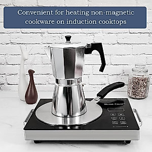 ACTIV CUISINE 9.45 Inch Heat Diffuser Stainless Steel Induction Diffuser Plate for Electric Gas Stove Glass Induction Cooktop Heat Diffuser with Detachable Handle, Protects Pot Cookware Accessories