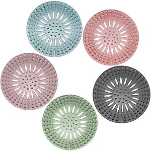 Hair Catcher Shower Drain Covers Protector Durable Silicone Bathtub Hair Stopper Easy to Install and Clean Suit for Bathroom Tub Shower and Sink, 5 Pack