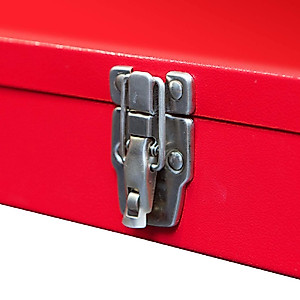 BIG RED ATB213 Torin 16" Hip Roof Style Portable Steel Tool Box with Metal Latch Closure, Red