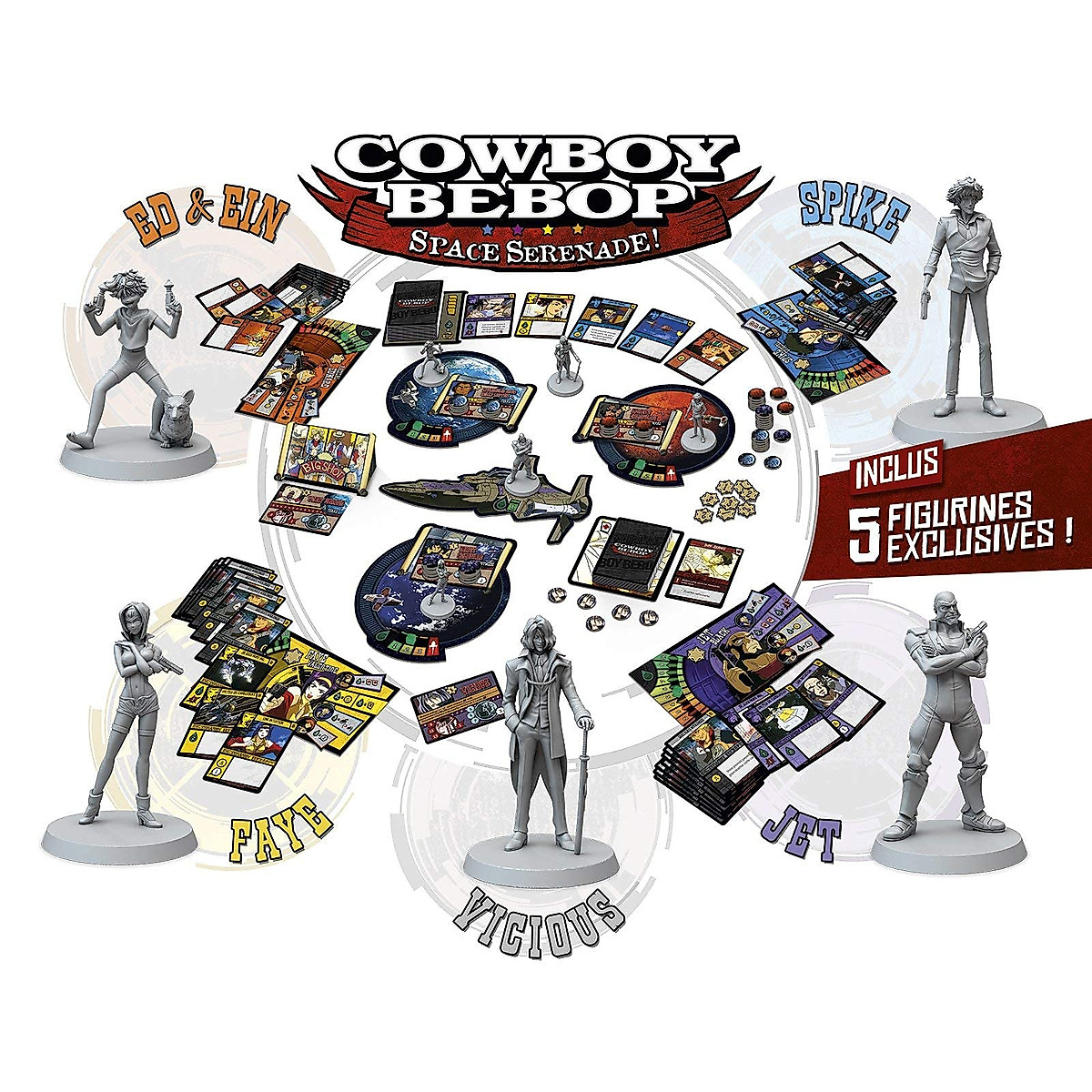 Japanime Games Cowboy Bebop: Space Serenade | from The Creator of Harmonies | Cooperate to Take Down Vicious | 1-4 Players | Ages 14+ | 30-90 Min Play Time