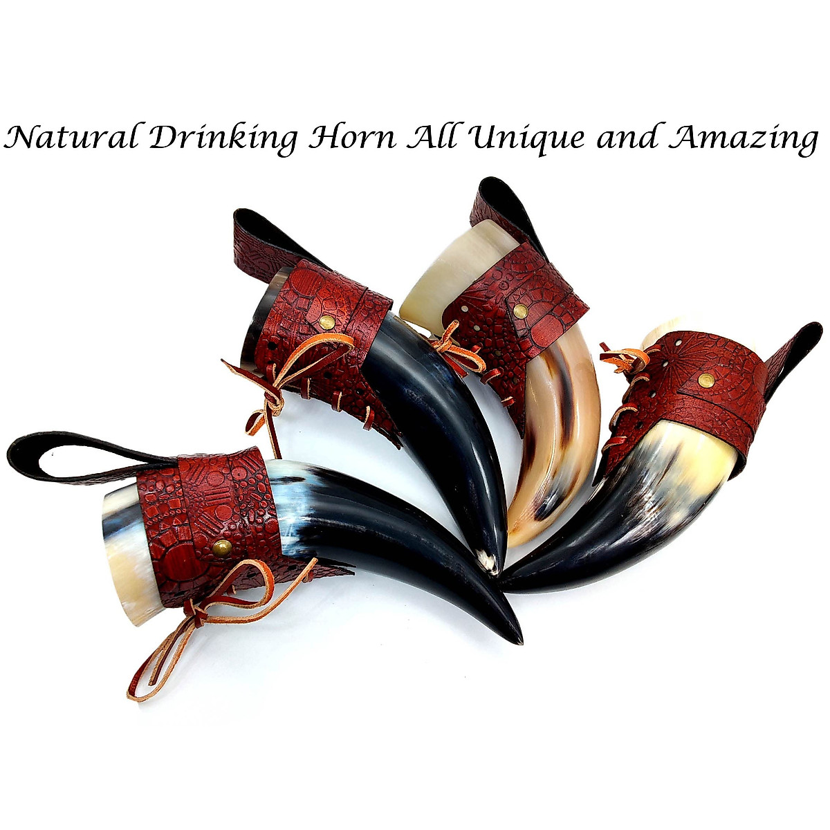 Viking Drinking short Horn with Leather Holster Authentic & Food Safe Cup – No Leaks – Norse Drinking Beer Mug with 8-10oz Capacity Best Choice of Vikings & Game of Thrones and Viking Theme & Fans