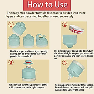 Baby Milk Powder Formula Dispenser, Stackable Formula Dispenser Container Mixie Bottle for Travel, Large Capacity Formula Holder and Snack Storage, Non-Spill, Powder Leakage Free, BPA Free (Green)