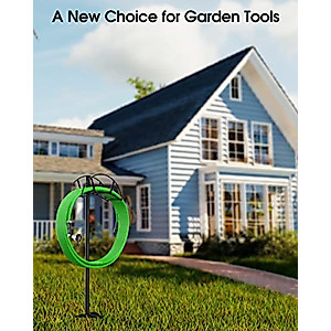 Meykwod Garden Hose Stand, Hose Hanger Freestanding, Water Hose Holder Stake, In ground Heavy Duty Hose Organizer Outdoor, Hose Rack for Outside Yard, Sturdy to Hold 150ft Hose (Metal, Black)